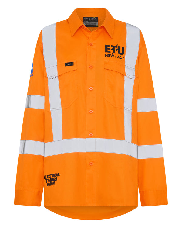 ETU Mens Hi Vis X Back Long Sleeved Shirt - ETU NSW Merchandise